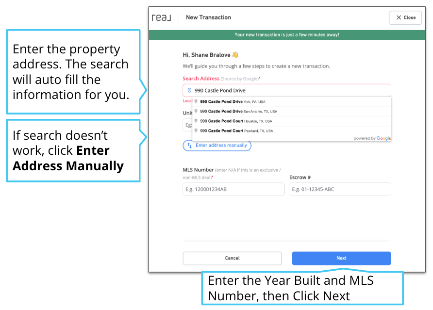 Step 1: Enter your deal in reZEN – Real