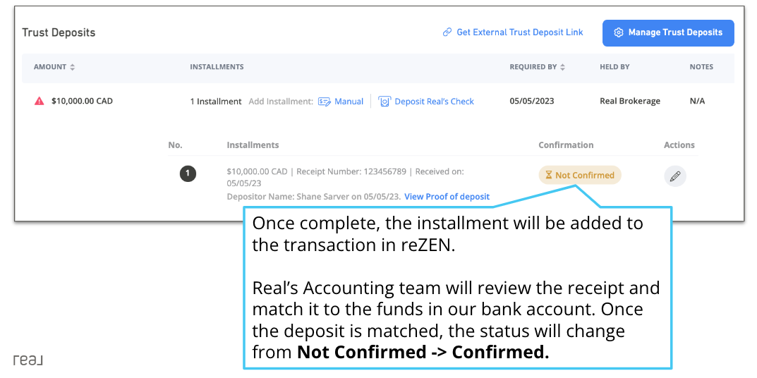 How to deposit Earnest Money / Escrow / Trust Deposits – Real