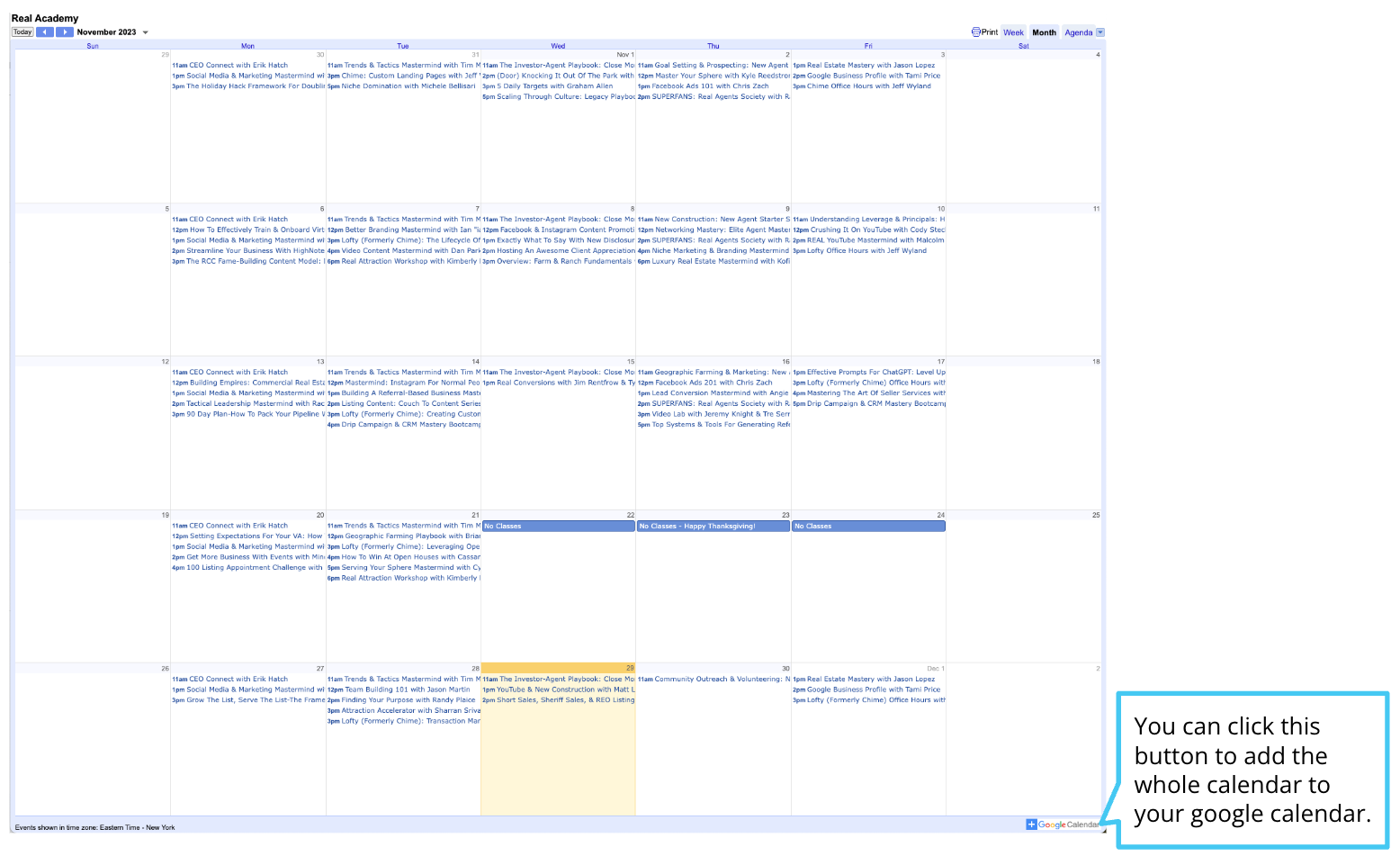 How do I link the training calendar to my google calendar? – Real