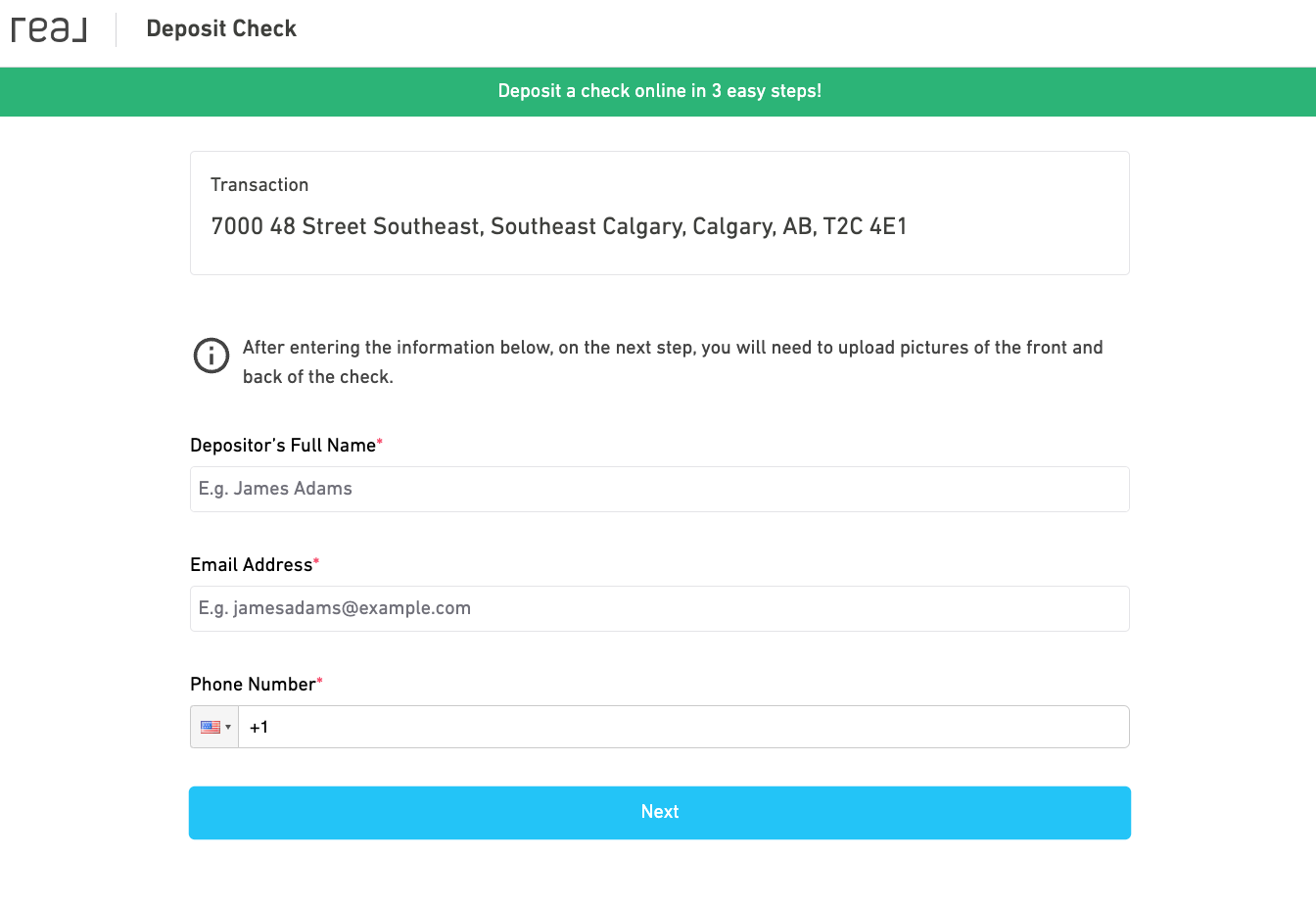 How to deposit a commission cheque with an external deposit link – Real