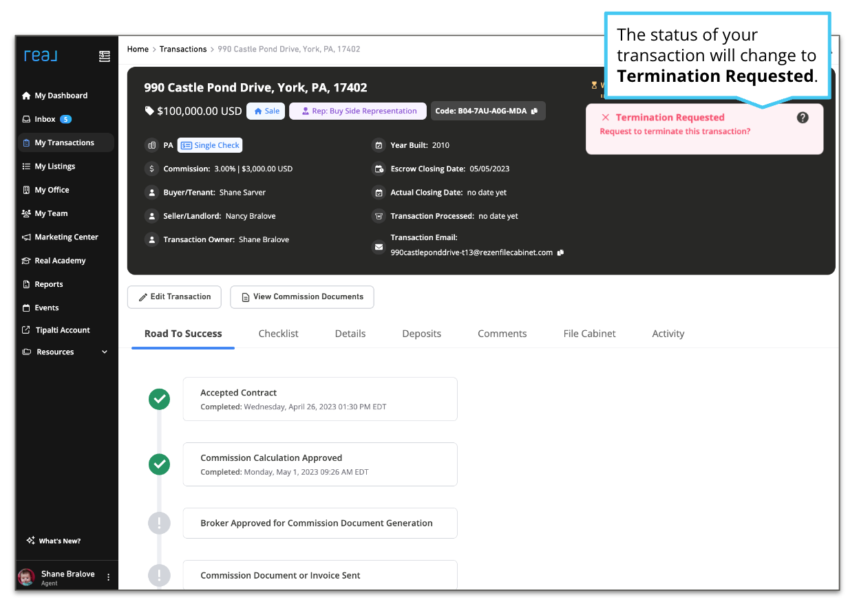 How do I Terminate a Transaction? – Real
