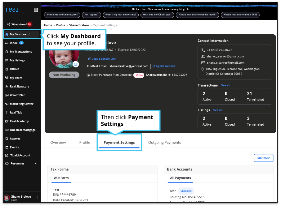 How do I change my banking information (where I am paid)? – Real