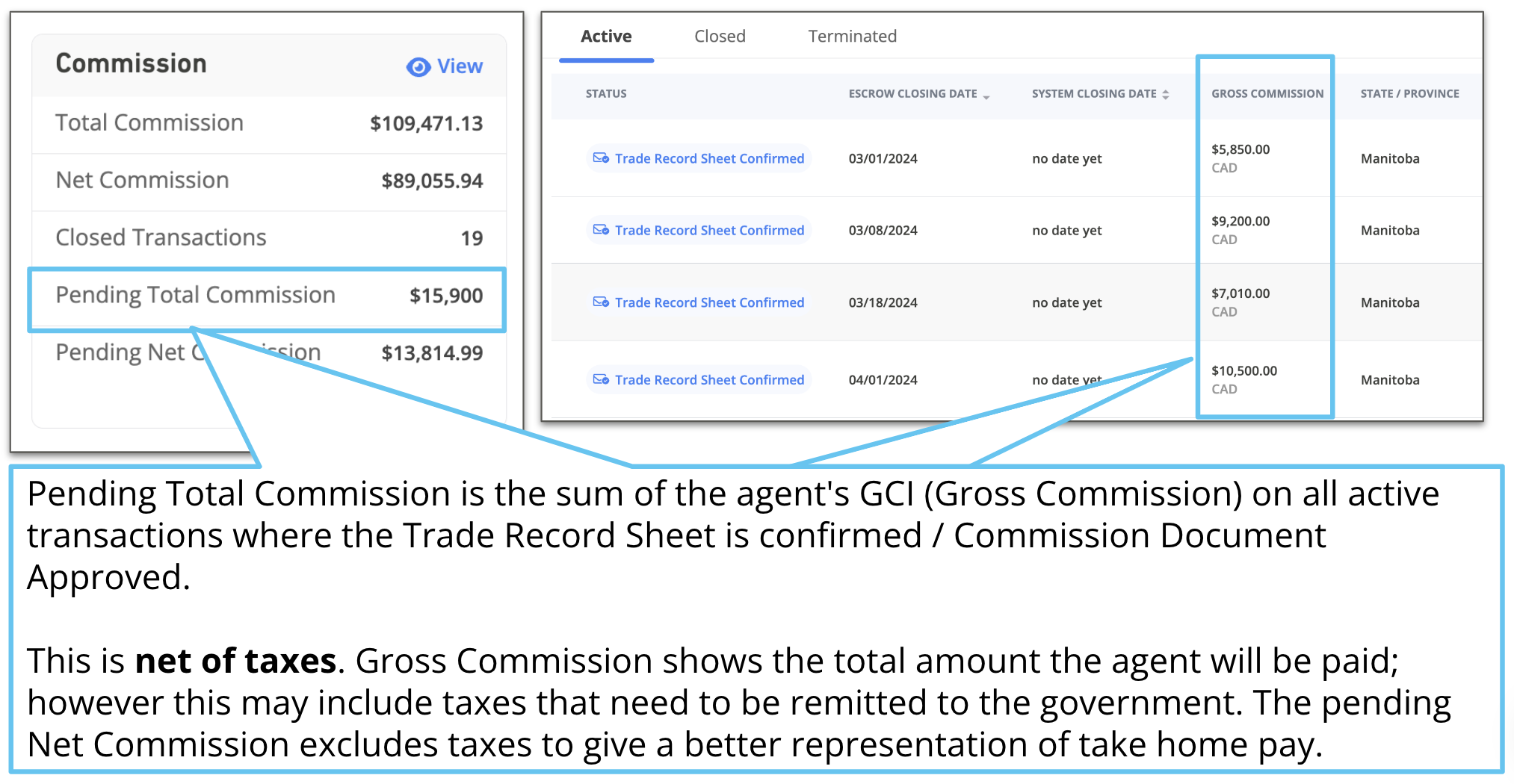 How is Pending Total Commission Calculated? – Real