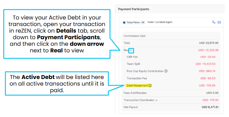 How do I pay my Debt Repayment or Active Debt in reZEN? – Real
