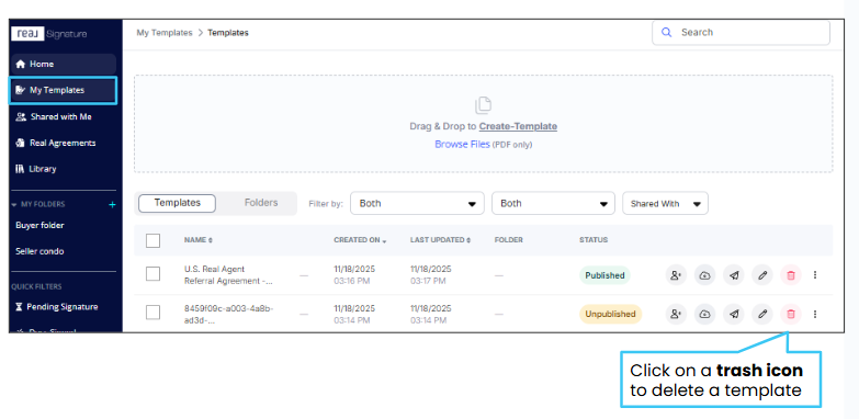 How do I delete completed documents? – Real